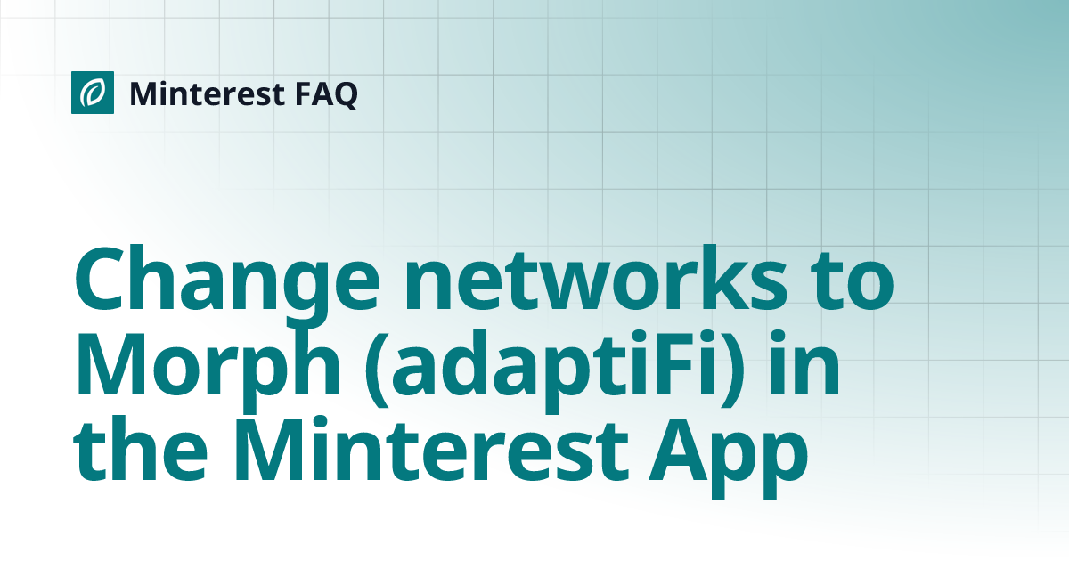 Change networks to Morph (adaptiFi) in the Minterest App | Minterest FAQ
